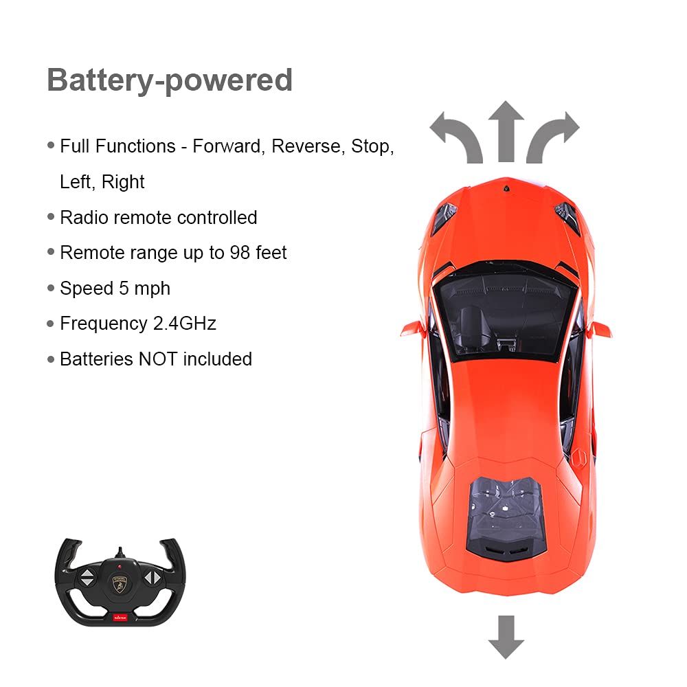 RASTAR RC Lamborghini Toy Car, 1:14 Lamborghini Aventador LP700-4 Remote Control Car, Working Lights - Orange