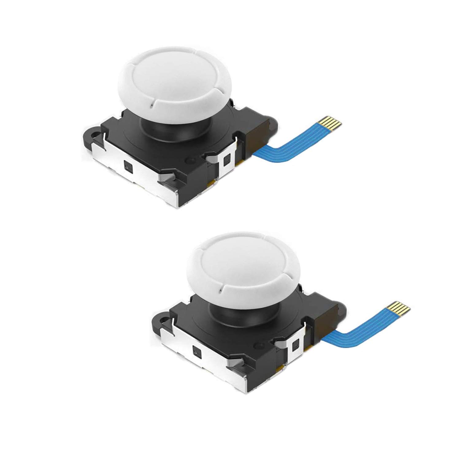 Veanic 2-Pack White Replacement Joystick Analog Thumbstick Part for Switch Lite Joy-Con Controller - with Repair Tool Kit Y00, +1.5 Cross Screwdriver, Pry Tools, 4 Caps