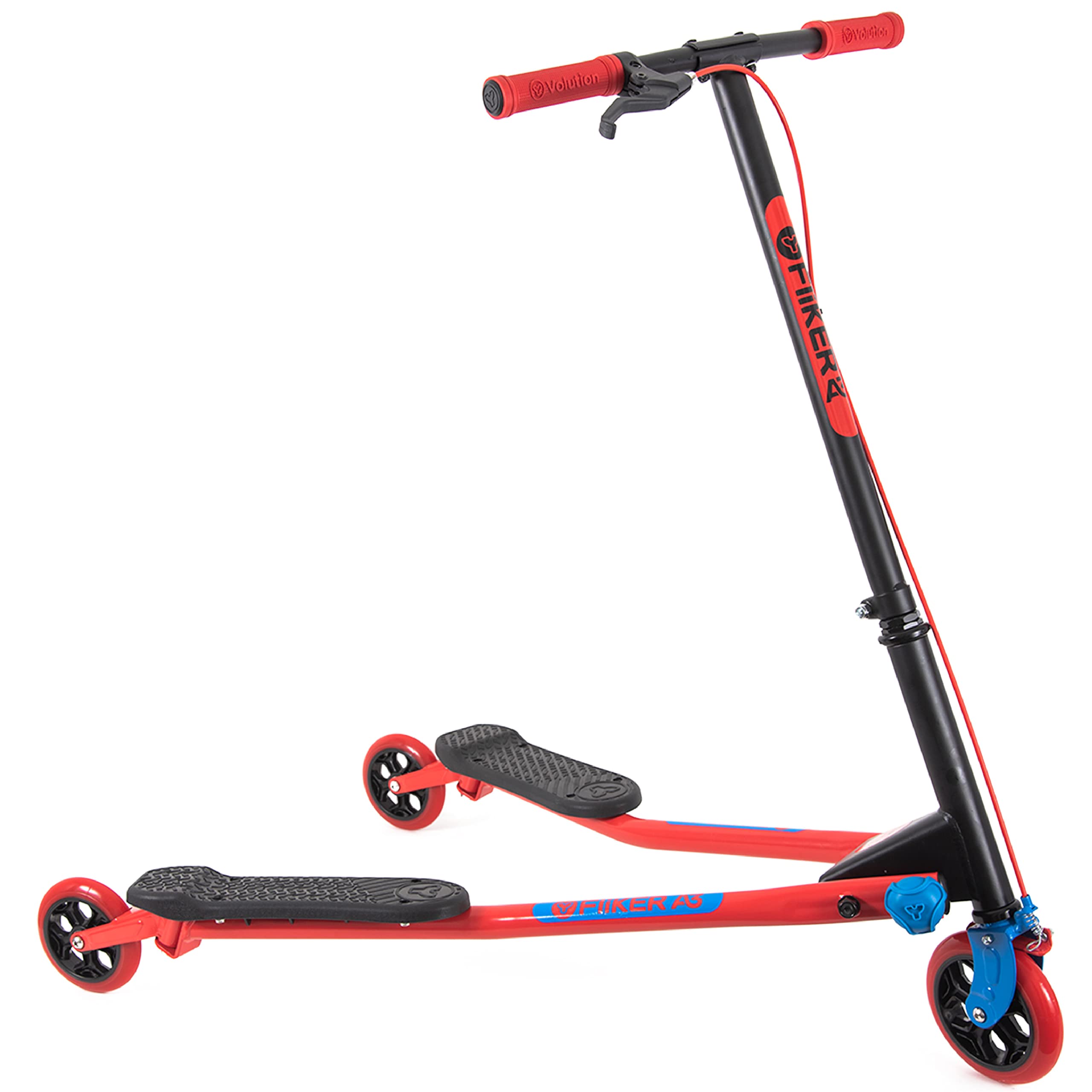 Yvolution Y Fliker Air A3 Scooter 3 Wheels Foldale Wiggle Scooter Self-Propelling Drifting Scooter for Boys and Girls Age 7+ Years (Red), Medium