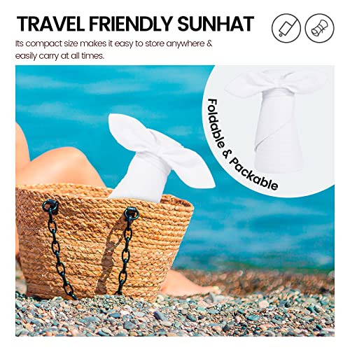 Simplicity Women's UPF 50+ UV Sun Protection Hat, White, Adjustable Visor, Foldable, Lightweight, Breathable, Golf, Beach, Hiking, Travel