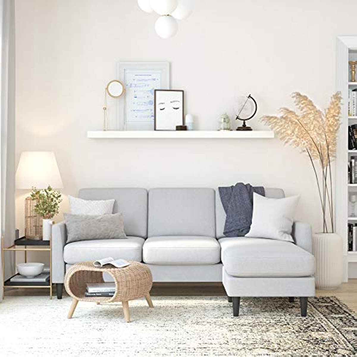 TBGFPO Sofa Sectional, Light Gray Linen,Sectional Sofa L Shape Couch with Wide Chaise Lounge