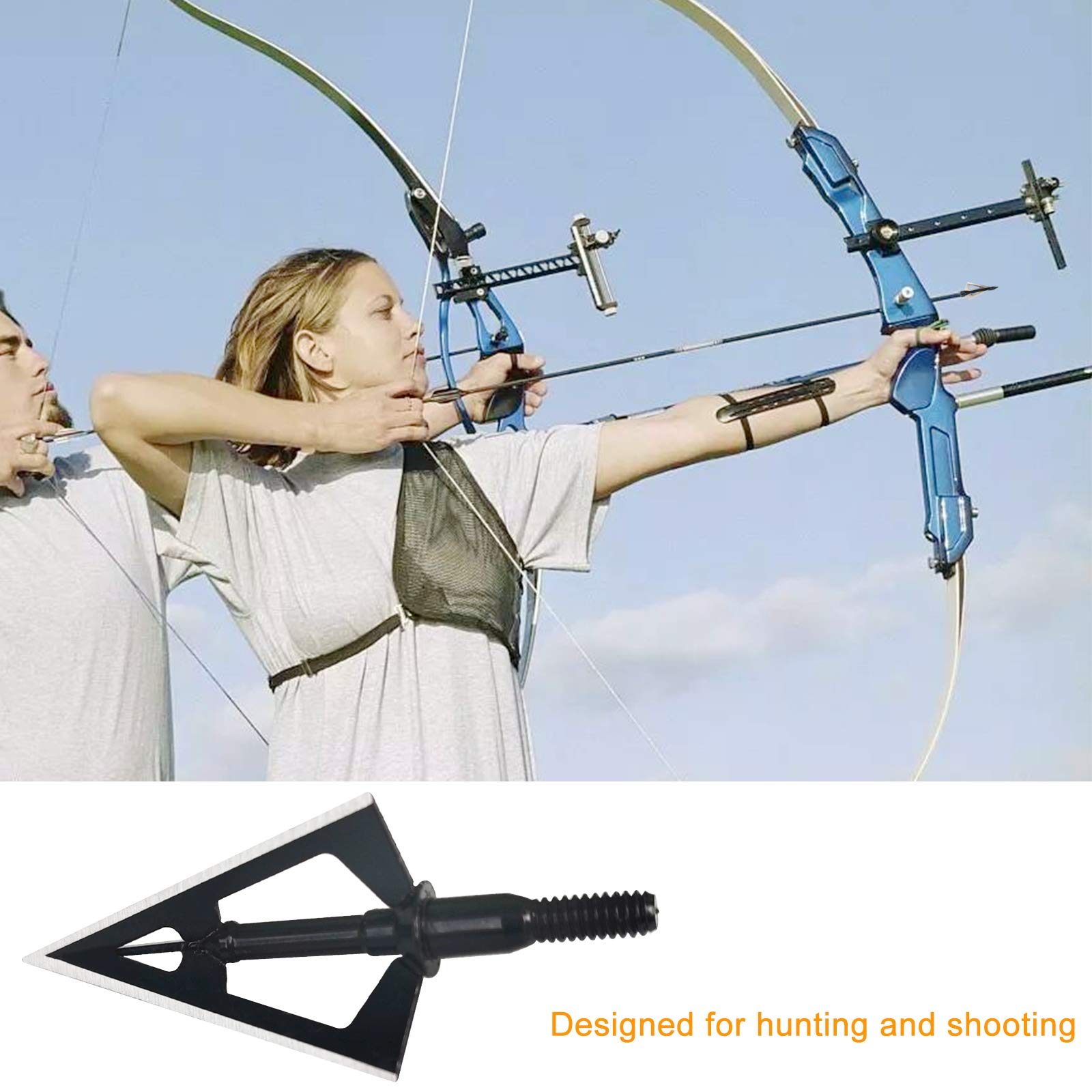Tbrand Archery Broadheads Compound Bow Arrow Heads 100 Grains Sharp Blades Arrowhead,black
