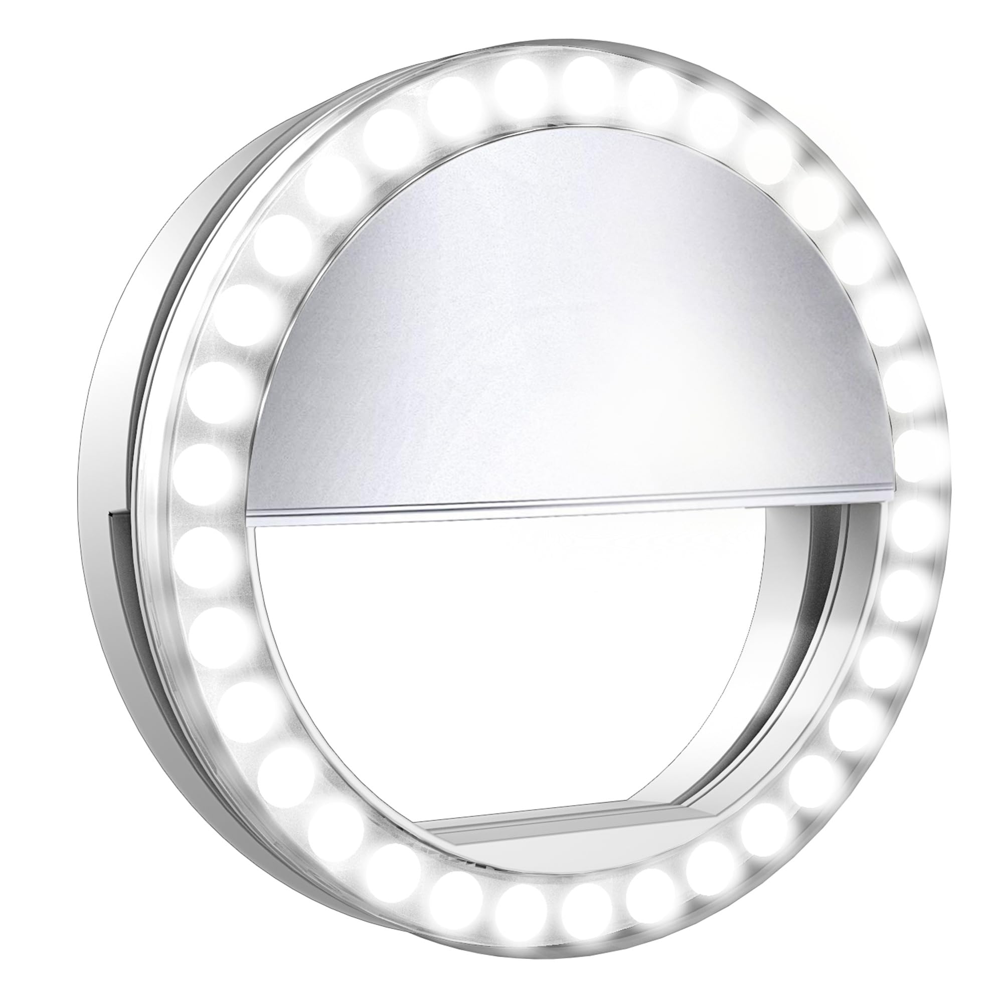 Selfie Light for iPhone & Android,LVYOUIF Portable Clip on Ring Selfie Light Flash with 36 Rechargeable LED for Phone Laptop iPad Photography Camera Video Girls Makeup(White)