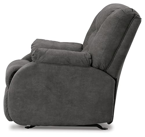 Signature Design by Ashley Partymate Contemporary Faux Leather Manual Rocker Recliner, Gray
