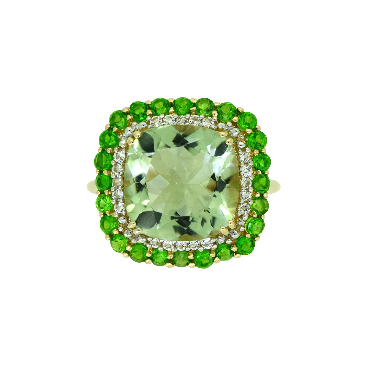 YoTreasure 6.97 ct. t.w. Green Amethyst & Chrome Diopside 14kt Yellow Gold Bold Ring