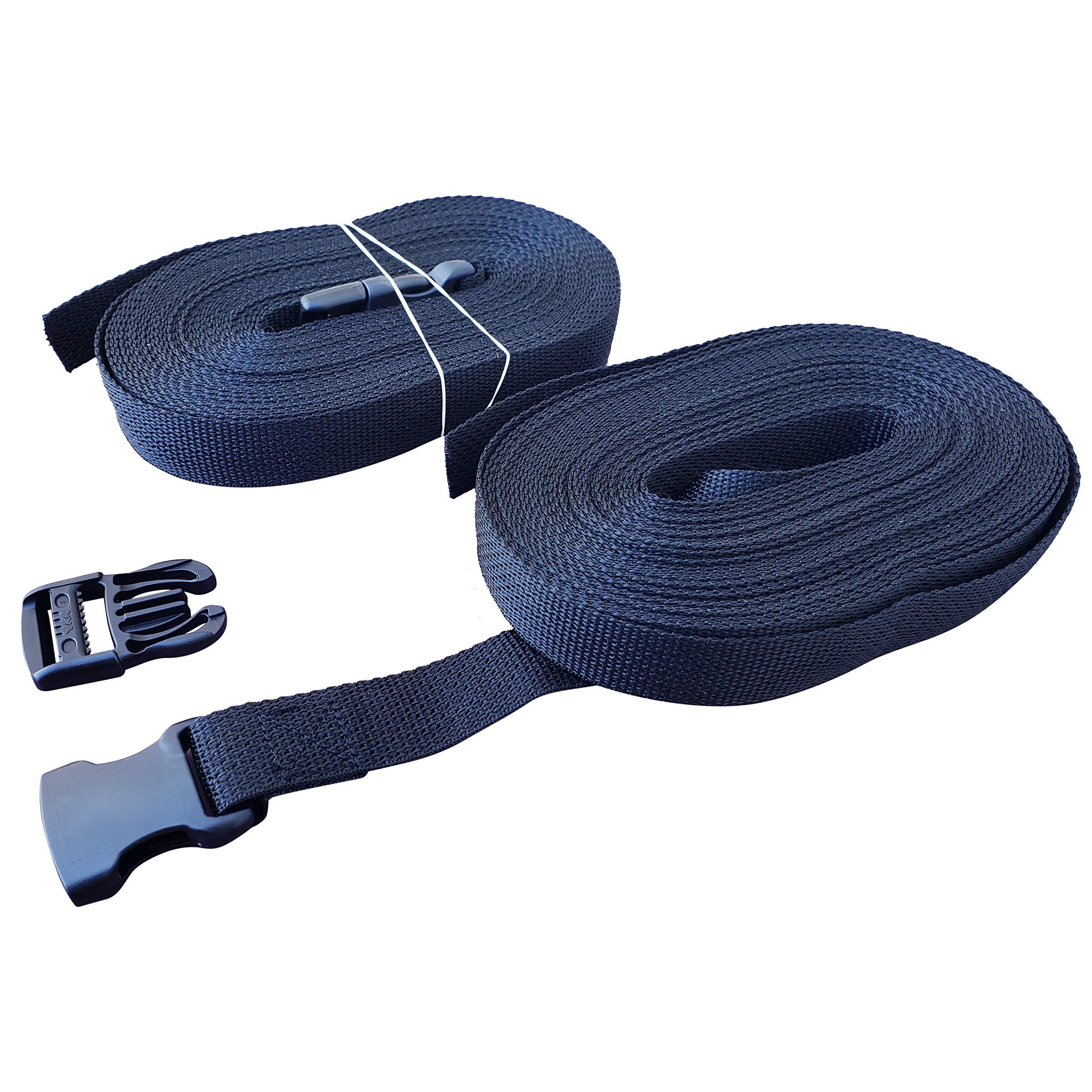 RV Cover Tie Down Straps | Heavy Duty 1" Cinch Strap with Quick Release Buckle | Adjustable to 40' L | Universal for All RV Makes and Models | 2 Pack Set | Made in USA