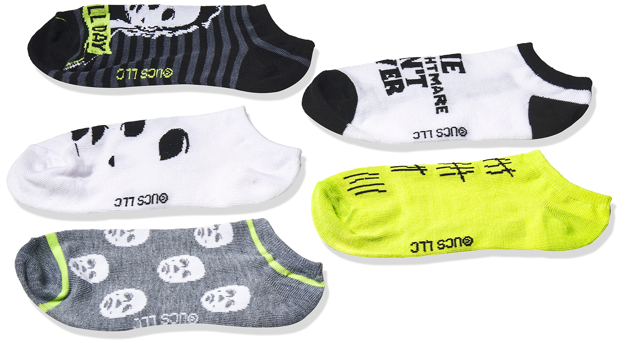 Universal Unisex Adult Halloween 2 5 Pack No Show Casual Sock, Grey, 9-11 US