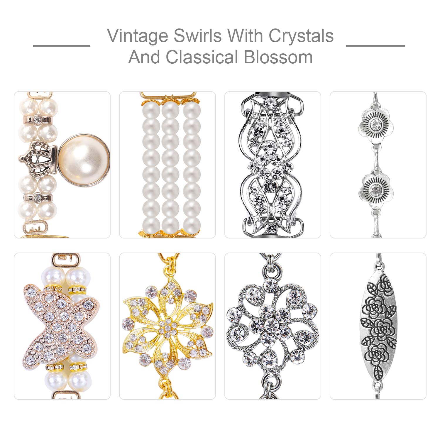 URATOT 8 Pieces Vintage Sweater Shawl Clips Cardigan Clips for Female, 8 Styles
