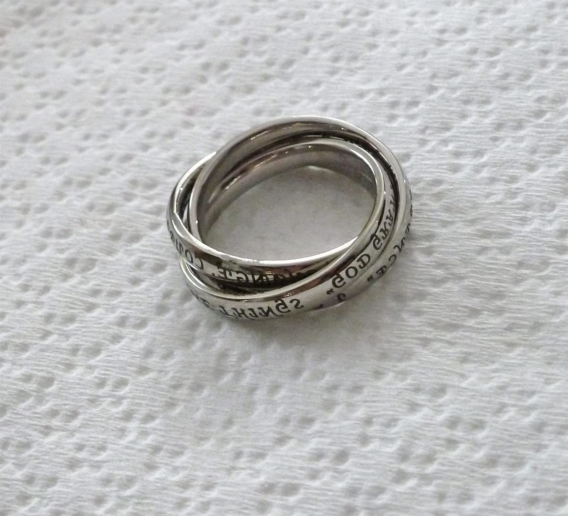 Stainless Steel Triple Band "Serenity Prayer" Ring (7)
