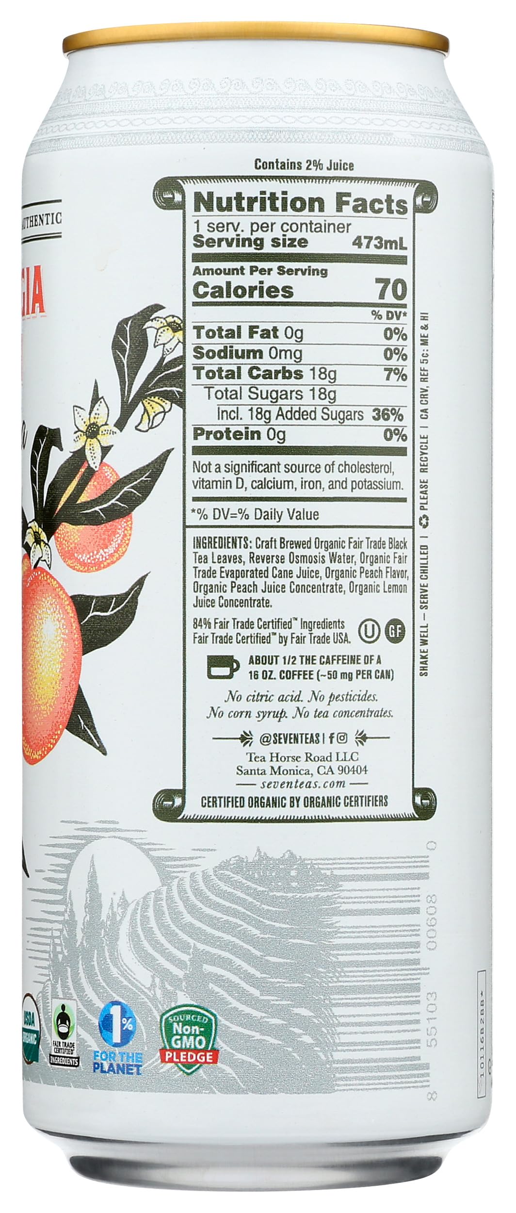 SEVEN TEAS Organic Georgia Peach Iced Tea, 16 FZ