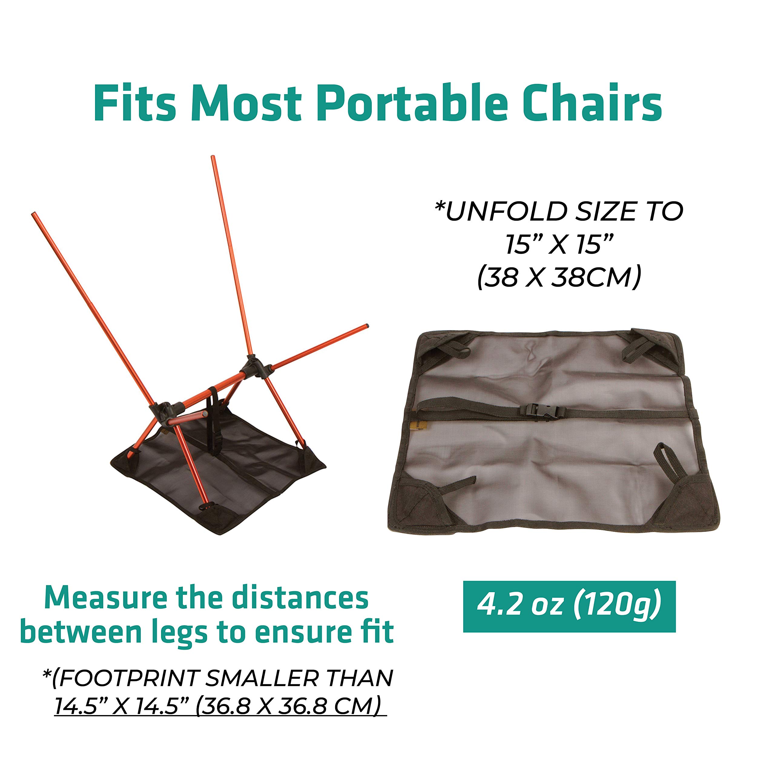 TREKOLOGY Sand Cover, Beach Mat and Ground Sheet - Prevent Portable Camping Chairs from Sinking in Soft Grounds, Sand or Grass - Anti-Sinking Solution Fits Most Compact Folding Camp Backpacking Chair