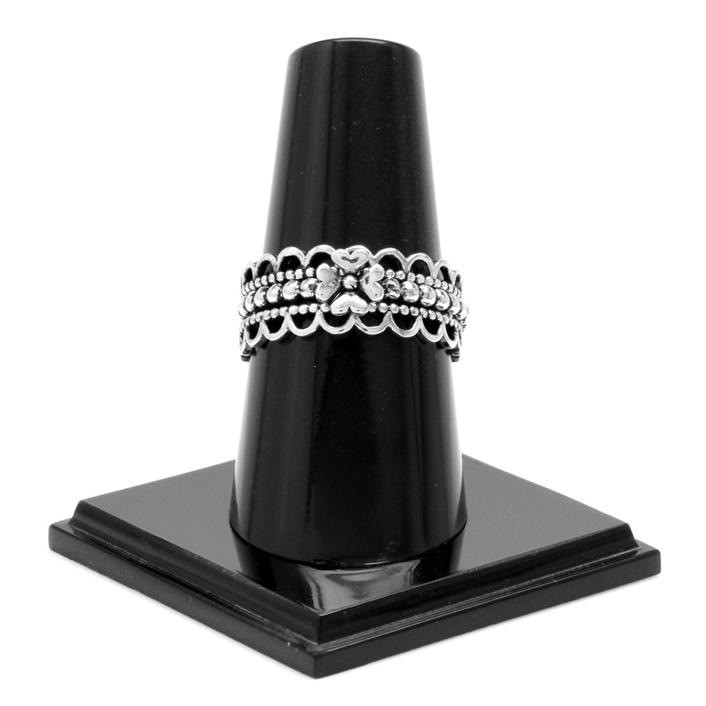 Silvershake 3 Pieces Set 925 Sterling Silver Bead Ball Four Leaf Clover Eternity Band Stack Stackable Ring Size 6