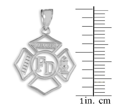 Silver FD Open Badge Firefighter Pendant