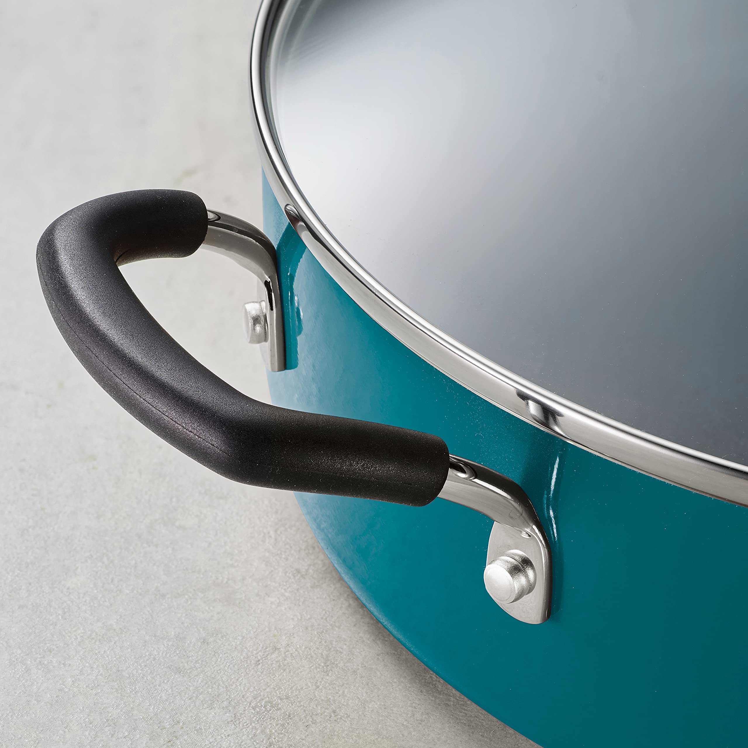 Tramontina 80106/004 Porcelain Enamel Aluminum Nonstick 16-Piece Teal Cookware Set, Made in USA