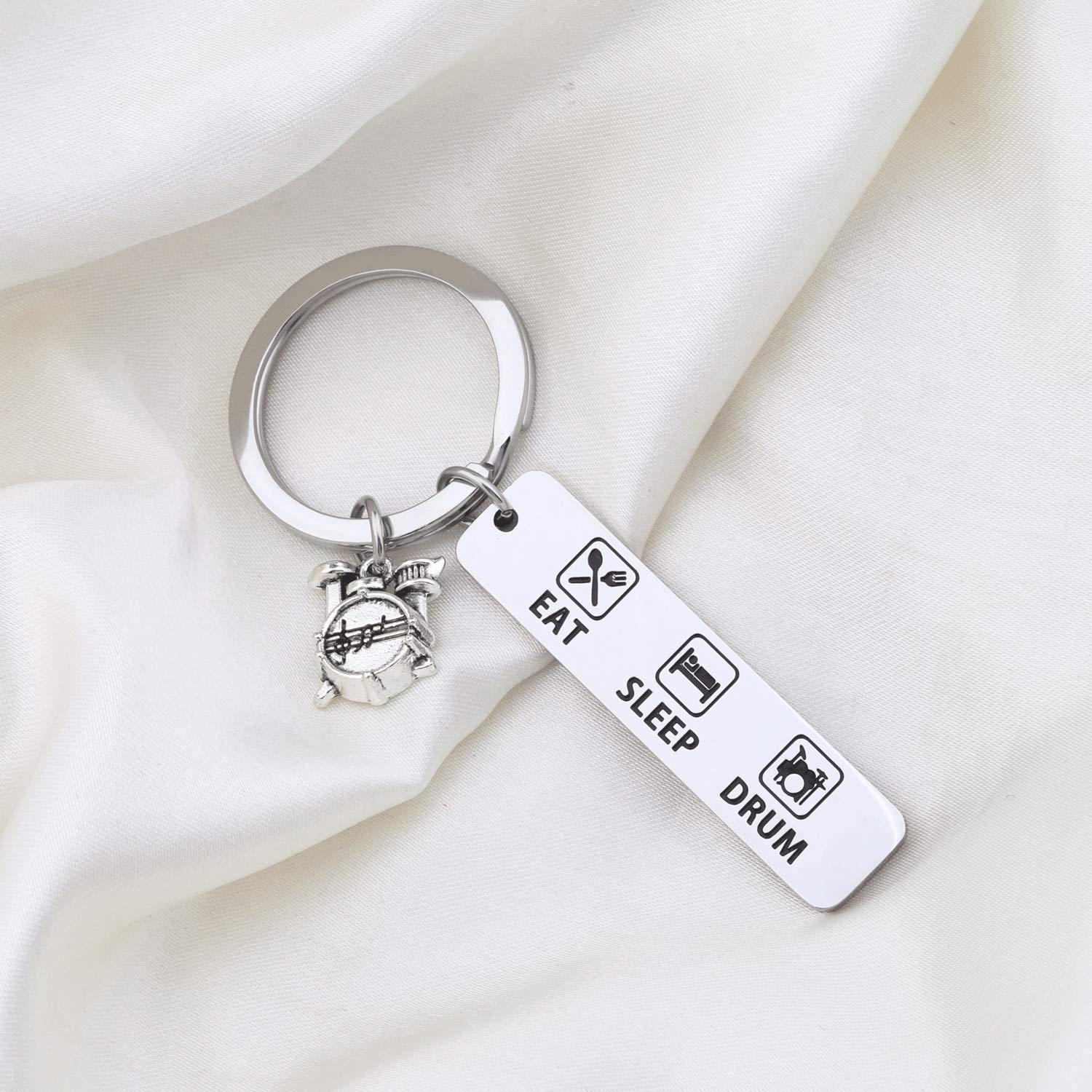 WSNANG Drummer Gift Eat Sleep Drum Keychain Drum Player Band Gift Drum Kit Gift Percussion Jewelry Musician Gift (Drum Keychain)