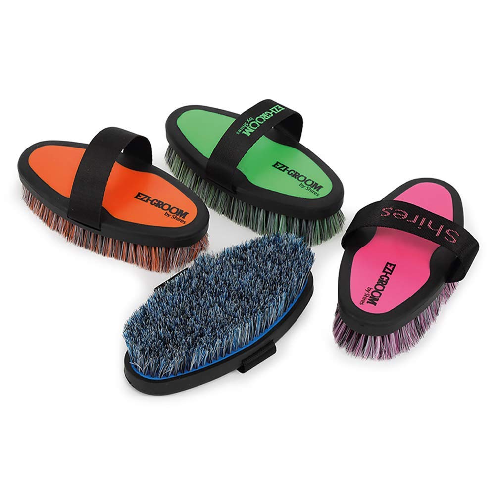 Shires Equestrian Ezi-Groom Grip Horse Body Brush (Lime)