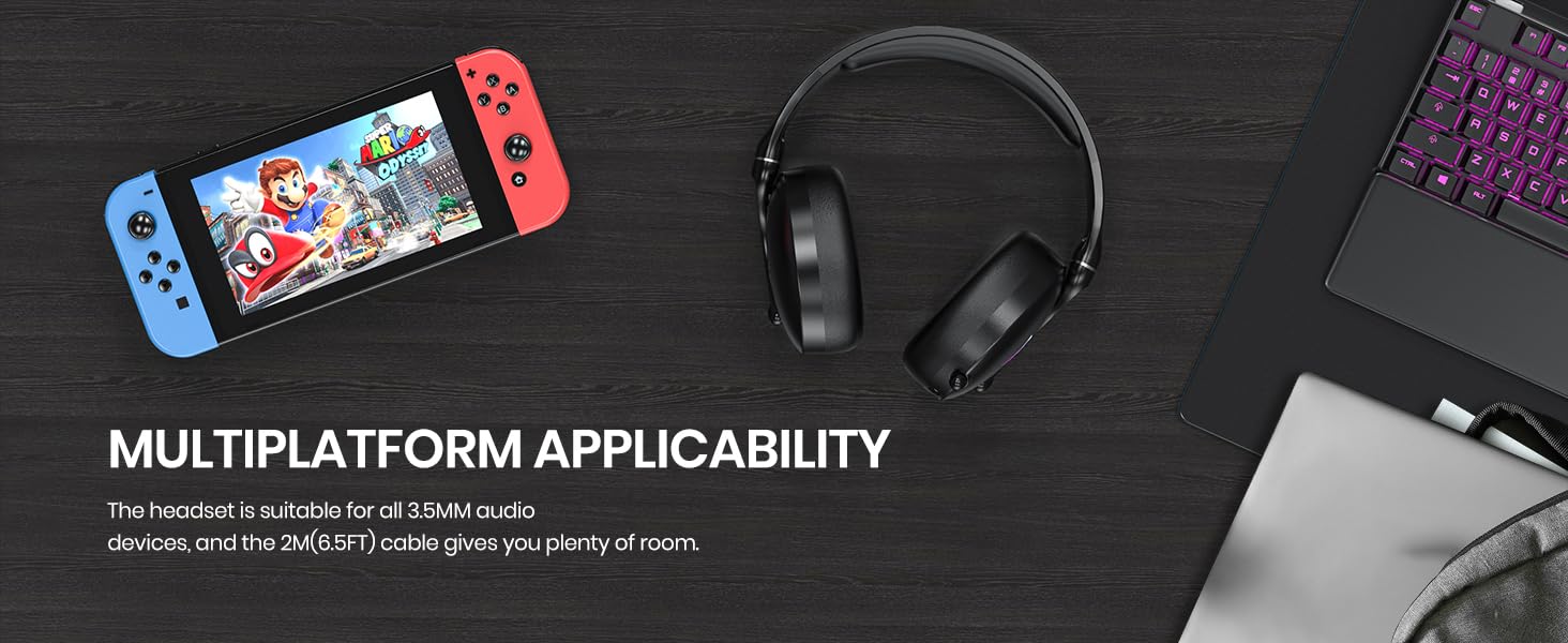 targeal Gaming Headset with Microphone for PC, PS4, PS5, Switch, Xbox One, Xbox Series X|S - 3.5mm Jack Gamer Headphone with Noise Canceling Mic-908 black