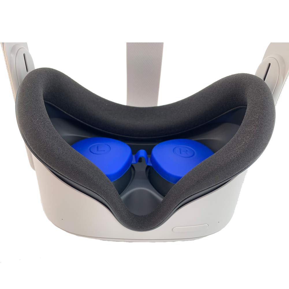 VR Lens Protective Cover for Oculus Quest 2,Oculus Quest2 VR Accessories Waterproof Dustproof Silicone Lens Cover(Blue)
