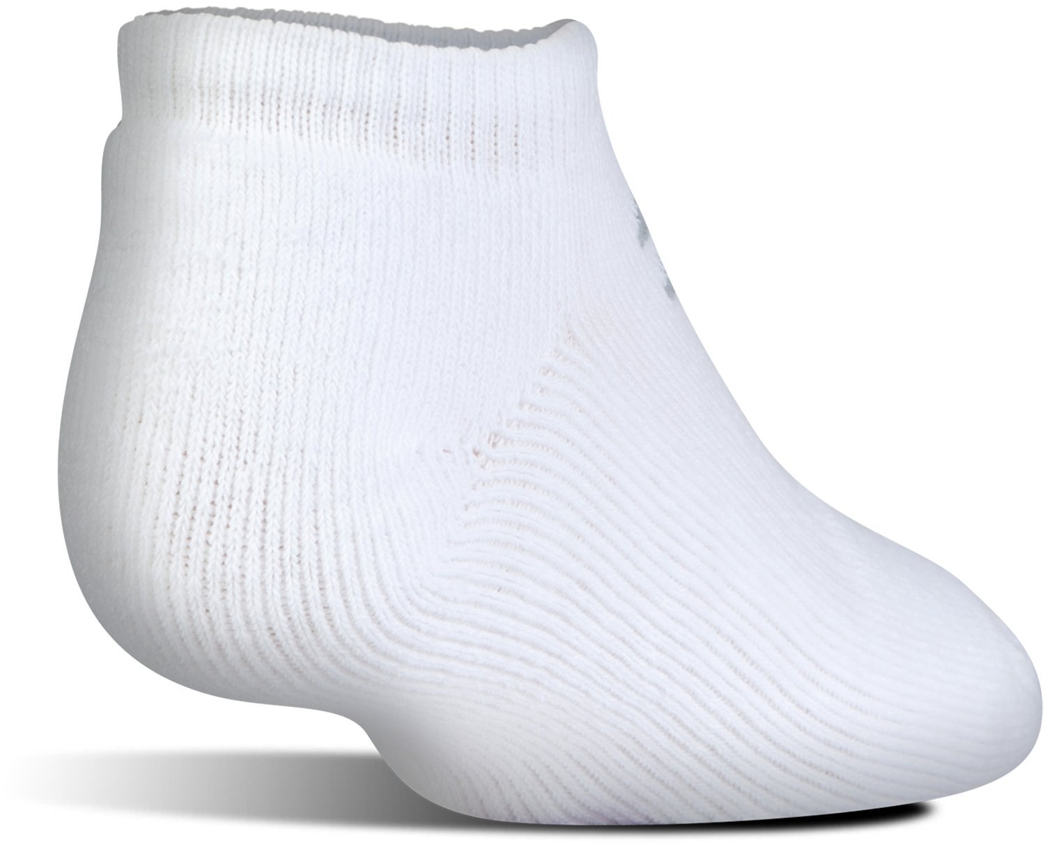 Under Armour Youth Cotton No Show Socks, Multipairs, White/Gray (6 Pairs), Small