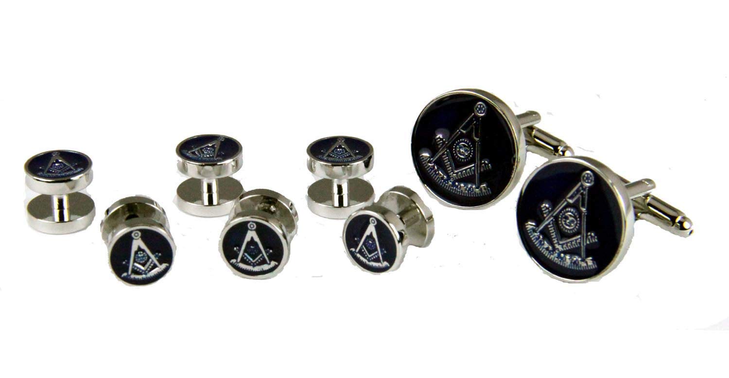 The Quiet Witness 4031861 Past Master Tuxedo Studs Cuff Link Set Shirt Mason Worshipful Masonry Freemason York Rite