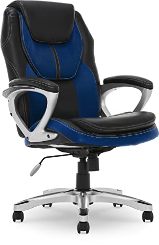 Serta Works Executive Office Chair, Faux Leather and Mesh, Streamline Blue