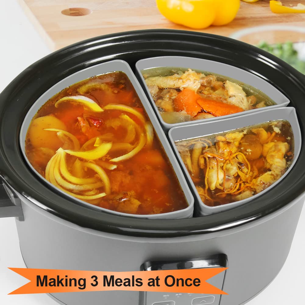 YQL Silicone Slow Cooker Liner, Slow Cooker Divider Liner Fit for Crockpot & Hamilton Beach 6-7QT Reusable Slow Cooker Liner for Most 6 Quart Slow Cooker(Grey)