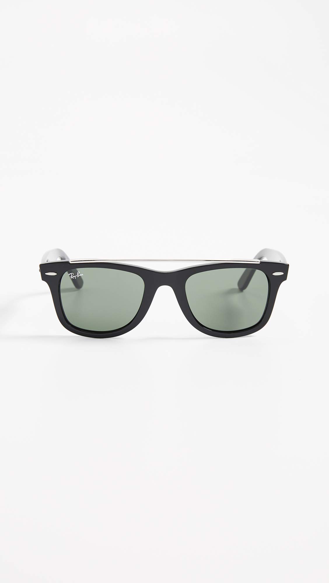 Ray-Ban Rb4540 Wayfarer Double Bridge Square Sunglasses, Black/G-15 Green, 50 mm