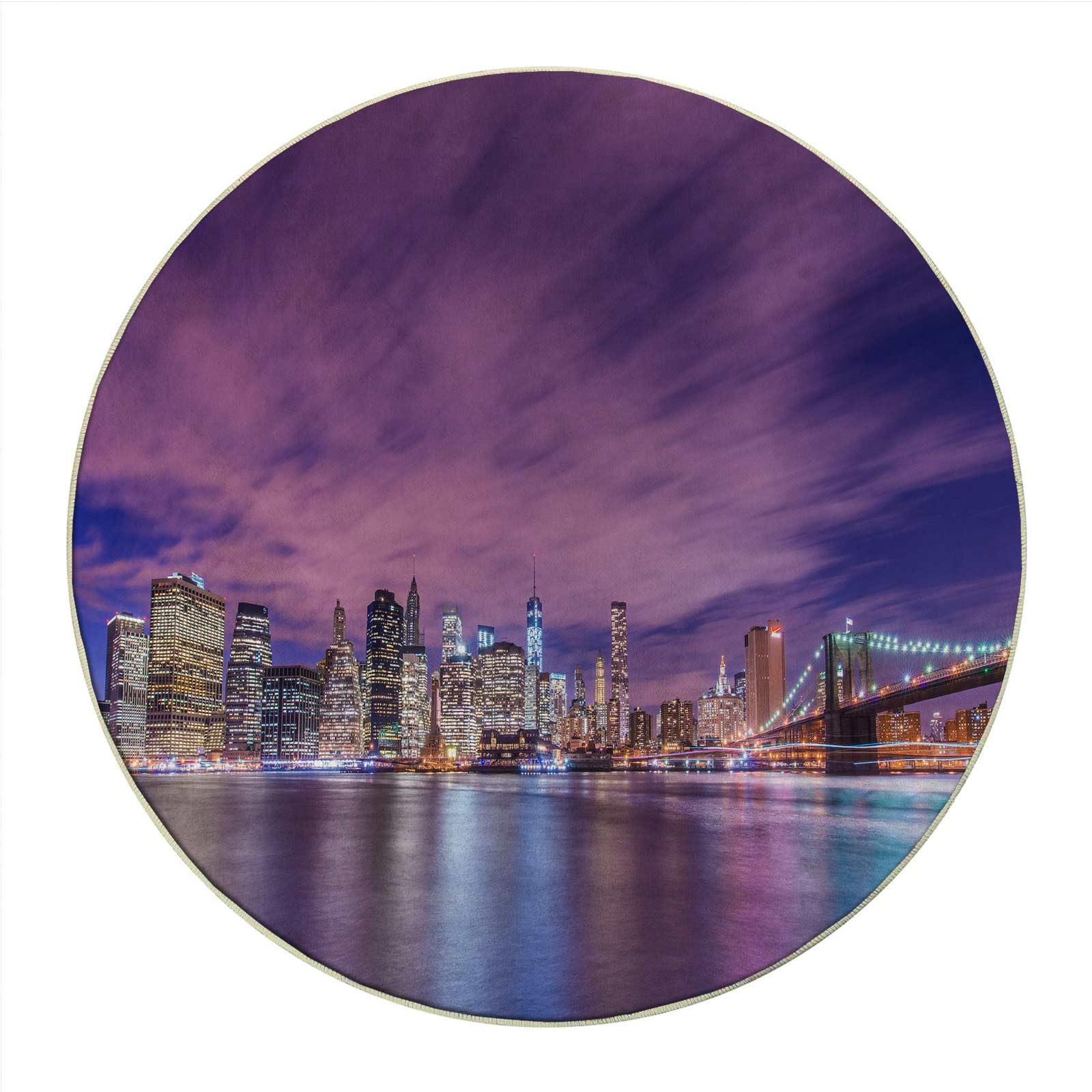 Round Chair Mat for Carpeted Floor Modern Premium Floor Protector Mat Violet Purple Non-Slip Floor Mats Office Rug Floor Protectors 4 FT
