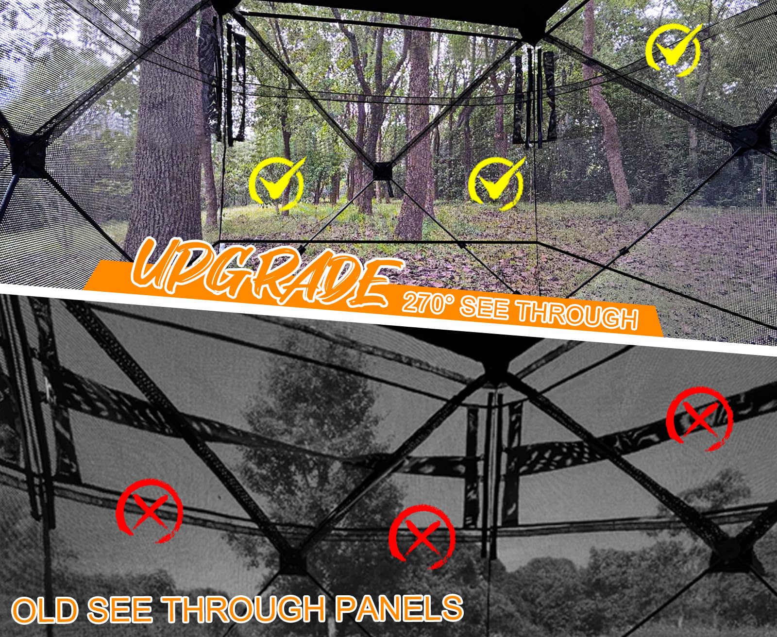 T-Shape Hunting Blind 2-3 Person with Tri-Leg Hunting Stool, 270 Degree See Through Pop up Ground Blinds for Deer Turkey Duck Hunting, Bow Hunting Adjust Windows with Silent Zipper