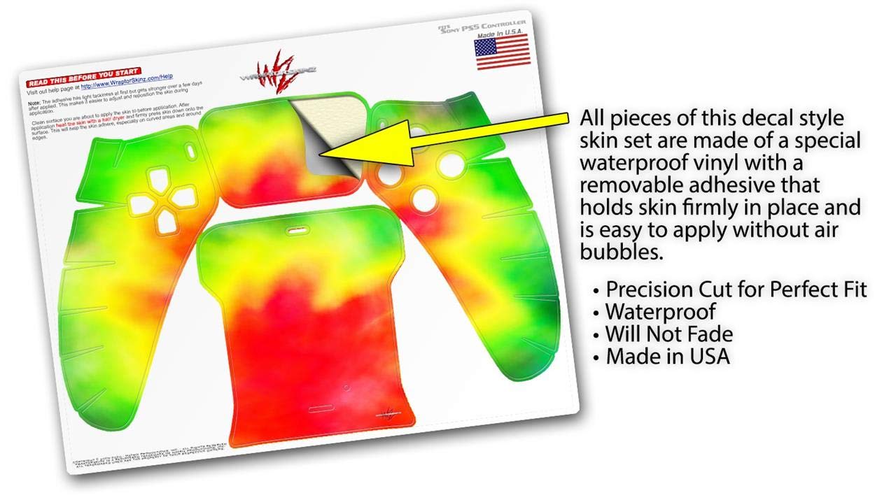 WraptorSkinz Skin Wrap compatible with Sony PS5 DualSense Controller Tie Dye (CONTROLLER NOT INCLUDED)