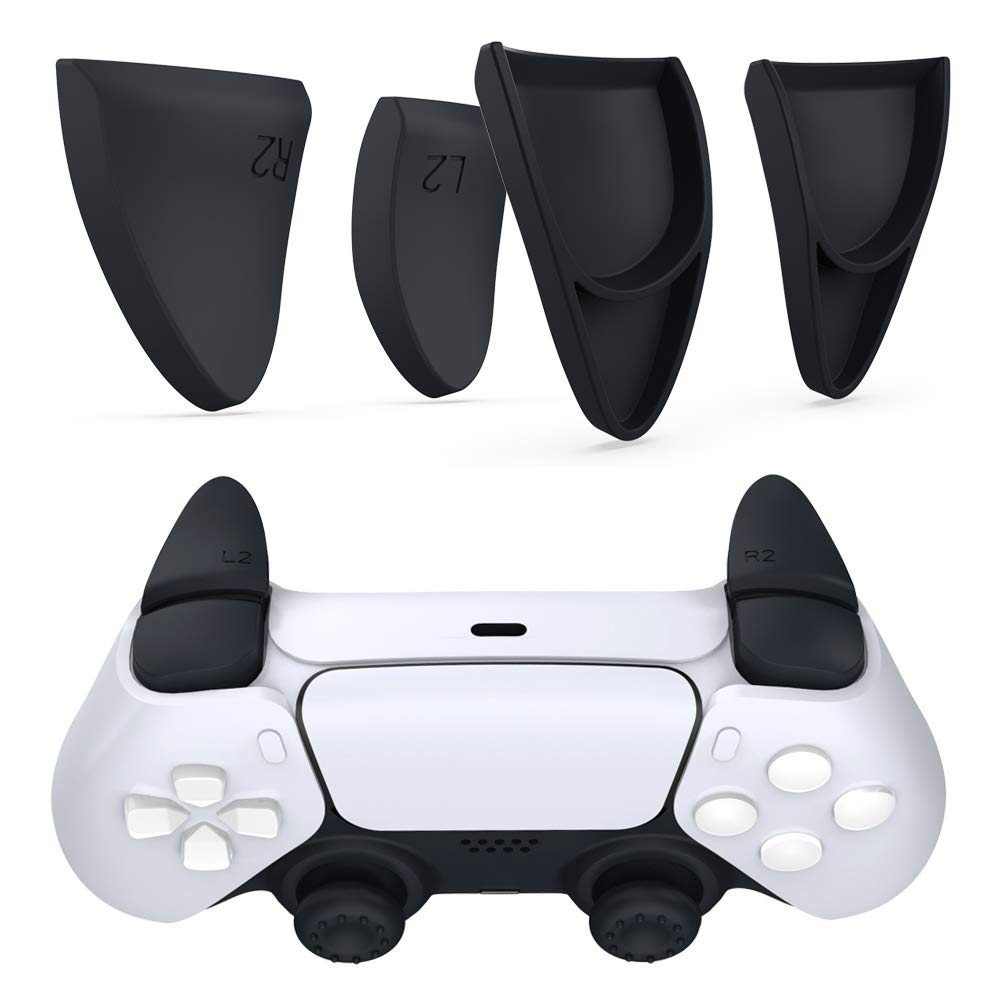 TOMSIN 2 Pairs Trigger Extender with 8 Pcs Thumbstick Grips for PS5 Dualsense Controller