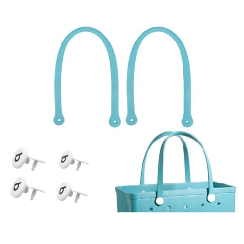 Replacement Straps for Bog Bag, Replacement Handles with 4 Replacement Snaps for Rubber Beach Bag, EVA Bag Strap Replacement, Bogg Beach Bag Repair Kit (Turquoise and Caicos)