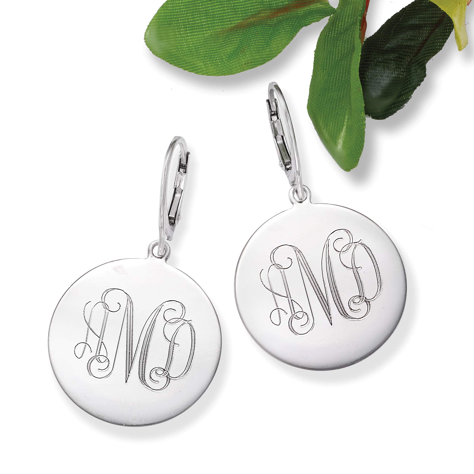 Ross-Simons Italian Sterling Silver Monogram Disc Drop Earrings