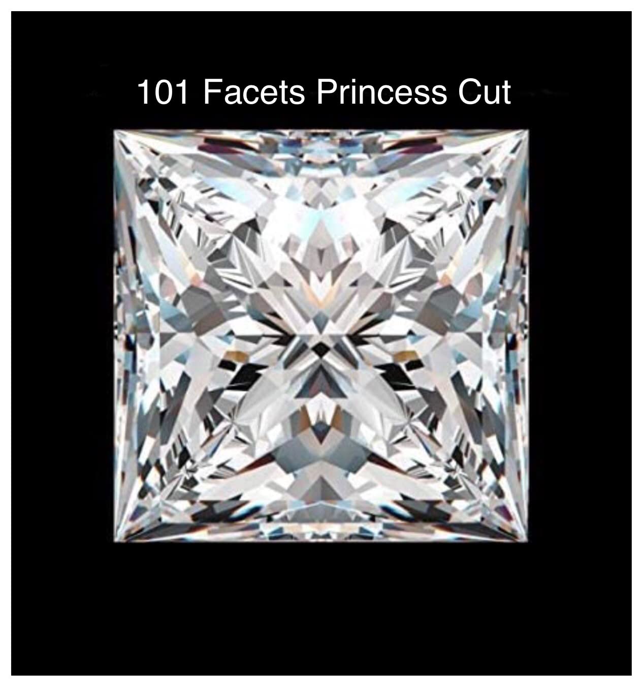 Venetia 101 Facets Realistic Supreme Princess Cut 1.5 Carat Simulated Diamond Ring Band Set 925 Silver Platinum Plated BSQ