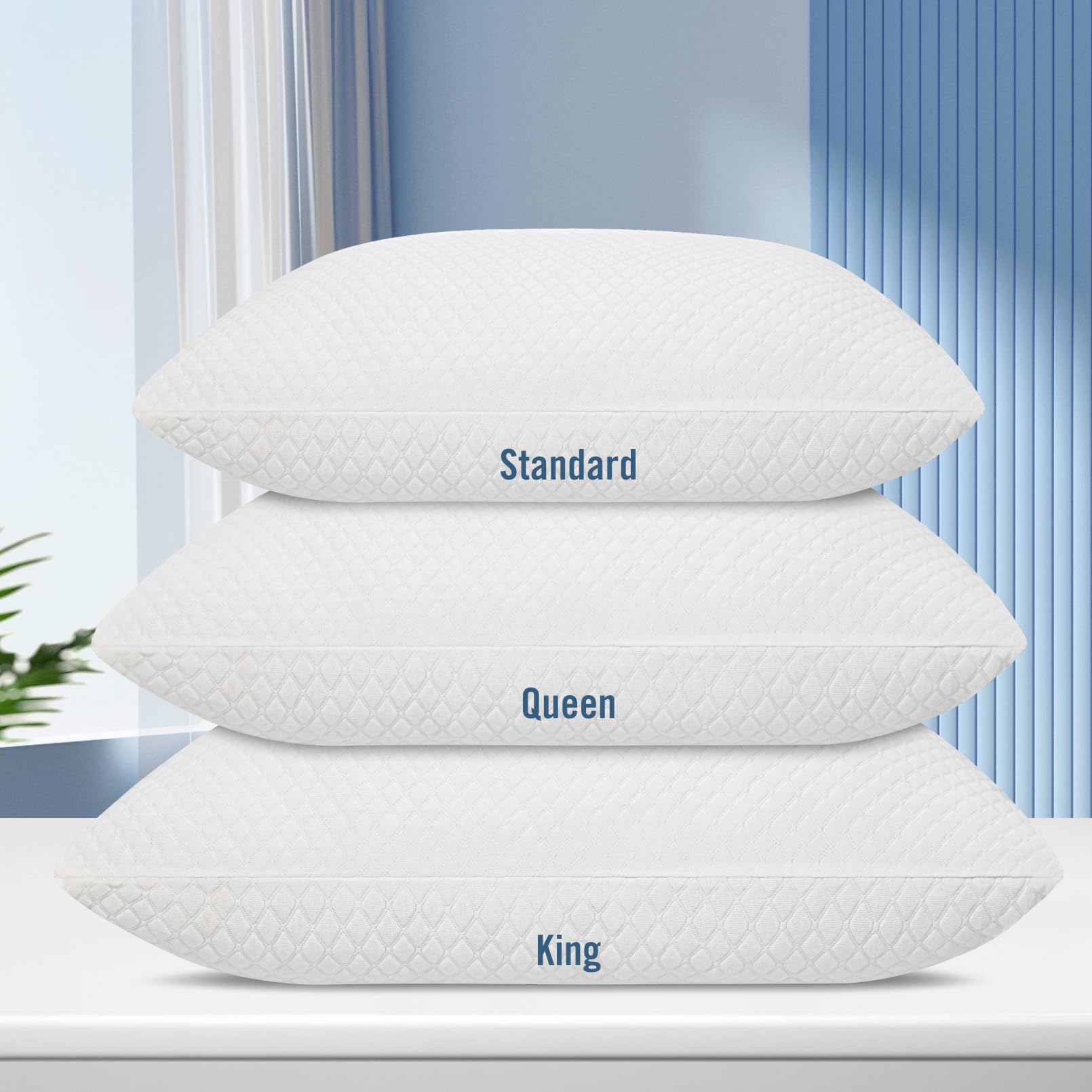 Shredded Memory Foam Pillow with Washable Removable Pillowcase,Height Adjustable,Standard Size Bed Pillow for Sleeping,Suitable for Stomach,Back and Side Sleepers.