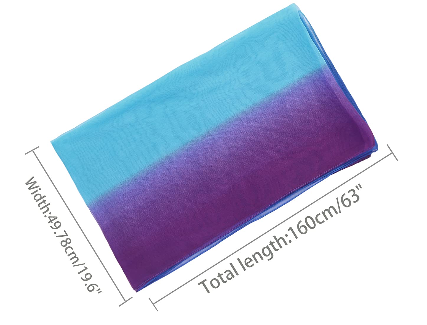 uxcell Long Chiffon Light Wedding Scarf Silky Gradient Color Party Shawl Spring Summer Beach Wrap for Women 63"x19.6" Royal Blue