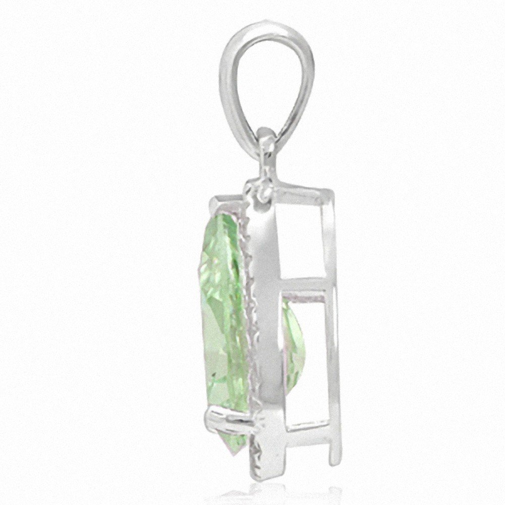 Silvershake 10.49ct. Huge Natural Green Amethyst and White Topaz 925 Sterling Silver Teardrop Pendant