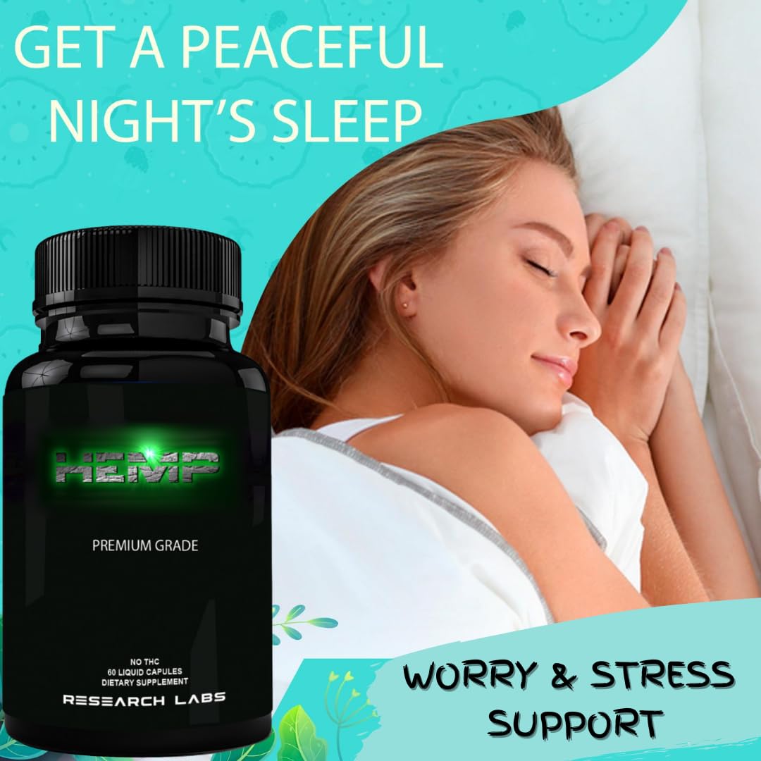 Research Labs 450,000 Premium Hemp Capsules, 2 Fer 1 Package! 100% Organic All Natural Oil, Worry Nervousness Body Ache Stress Support