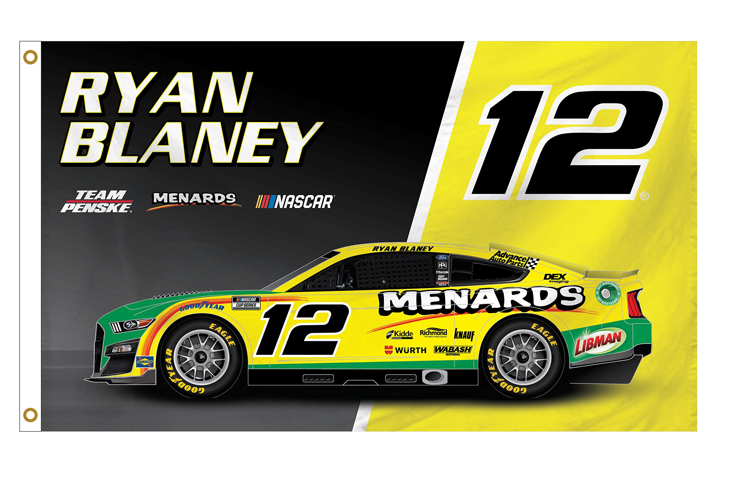 Ryan Blaney #12 Nascar 3' x 5' Car Flag New for 2022