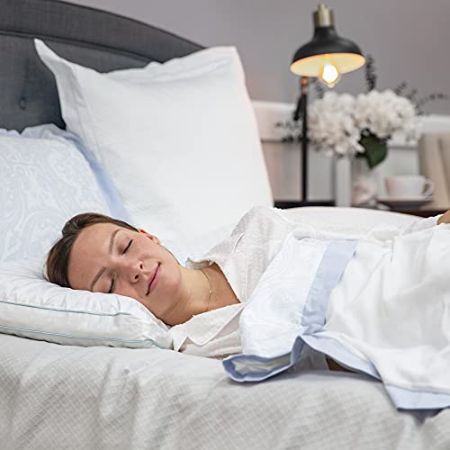 SensorPEDIC Luxury Dual Comfort Reversible Bed Pillow with 400 Thread Count Cotton Cover, Standard (Pack of 1), White