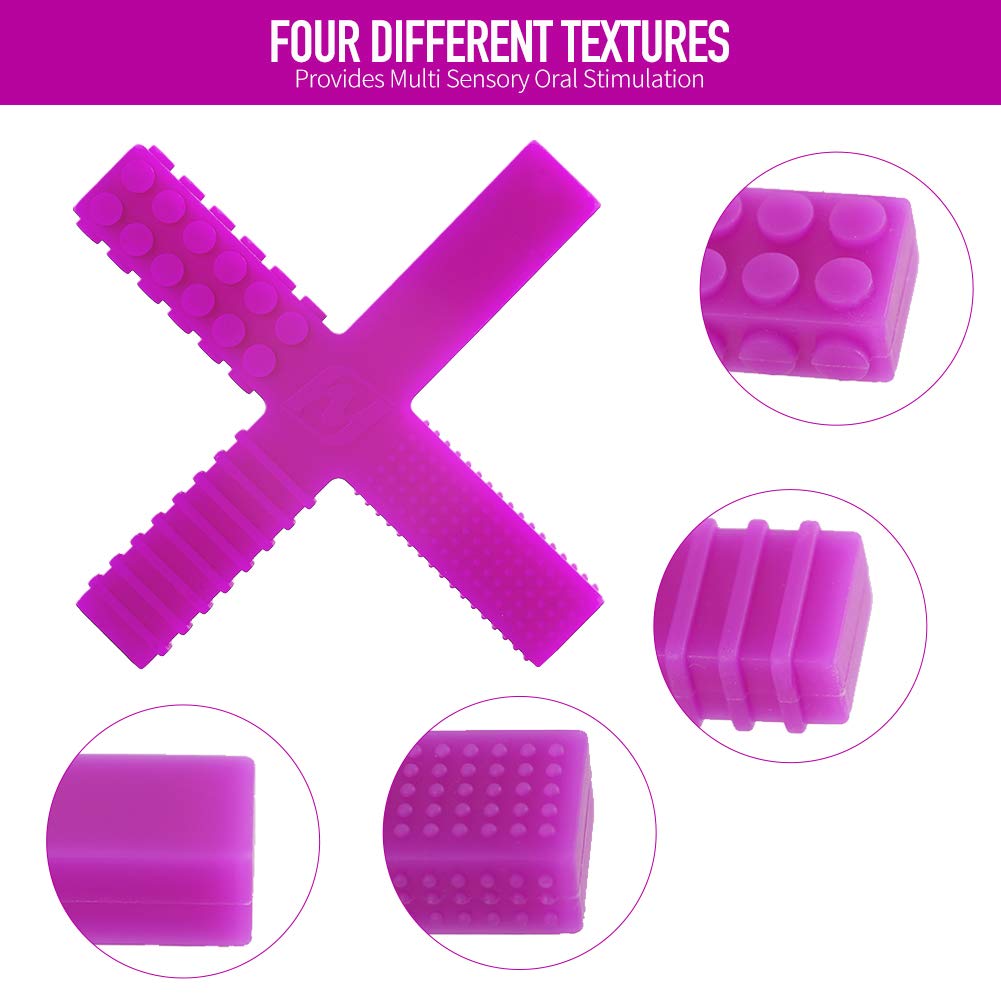 Sensory Chew Stick Toys for Boys Girls Kids with Autism, ADHD, SPD, Oral Motor Needs - Medium Hardness Teething Chewy Tubes with 4 Unique Textures (2 Pack)
