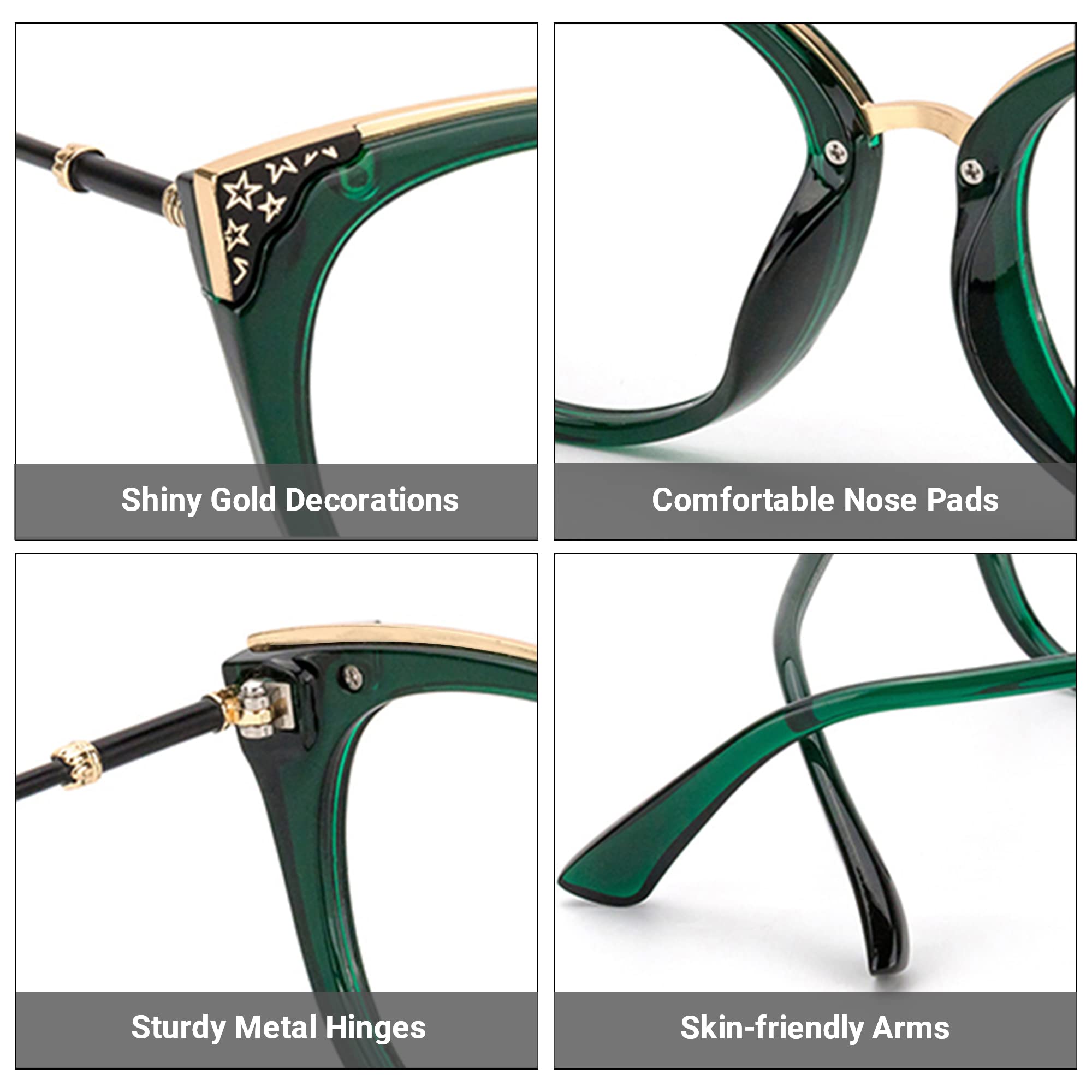 Zeelool Retro Oversized Blue Light Blocking Cat Eye Glasses for Women Dalton OP01934-02 Green