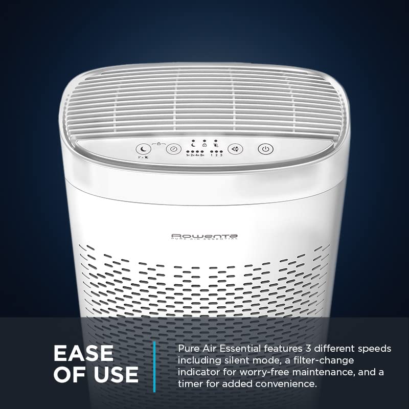 Rowenta 7211003489 PU3040U0 Air Purifier with True Hepa, Active Carbon, and Formaldehyde Filters, 243 Sq Ft, White