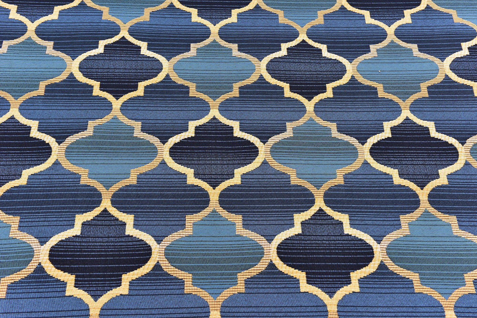 Unique Loom Outdoor Trellis Collection Area Rug - Eden Trellis (8' x 11' 4" Rectangle, Blue/ Beige)
