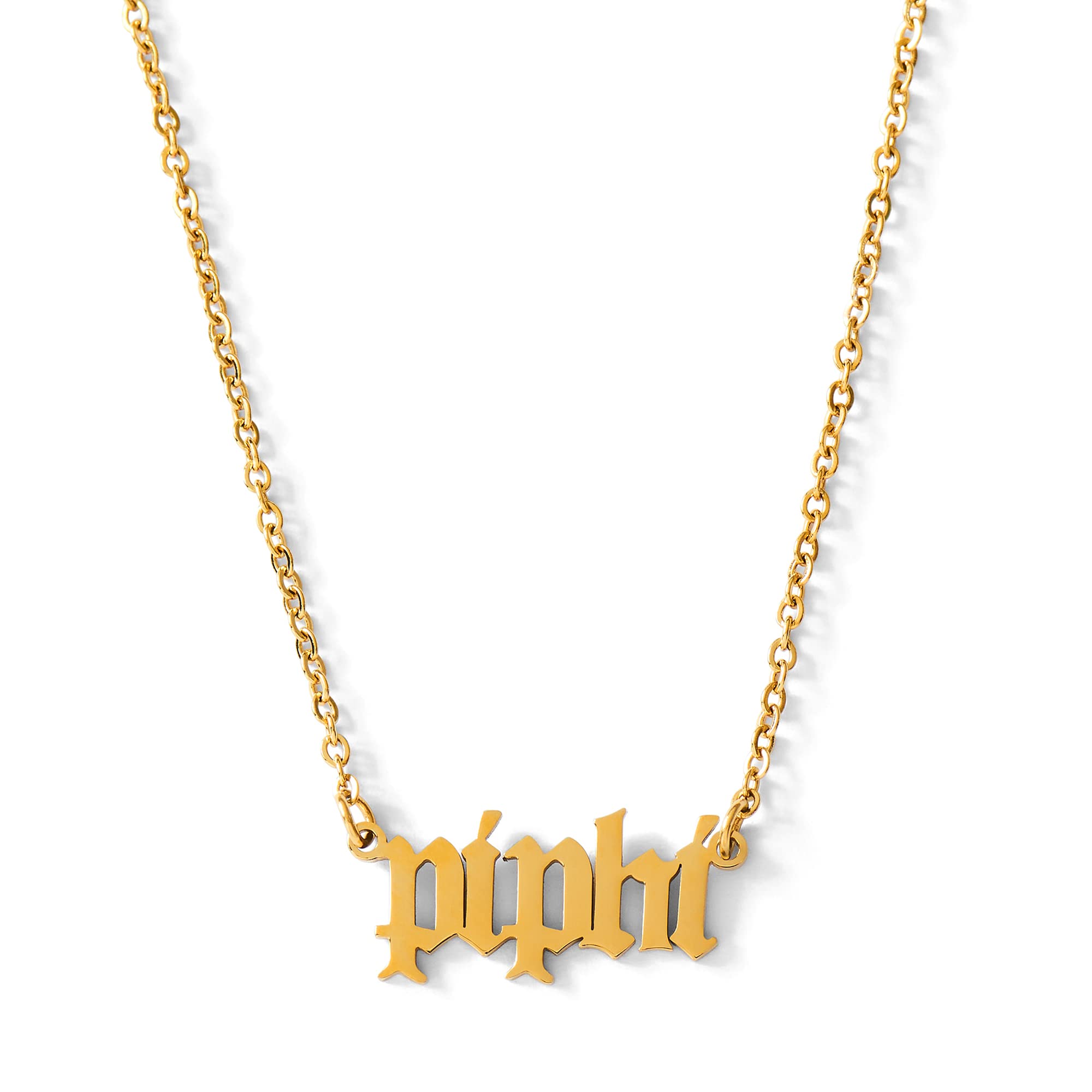 Sorority Shop Pi Beta Phi Necklace — PBP Old English Font Design, 18K Gold Plated, Pi Beta Phi Gifts for Women
