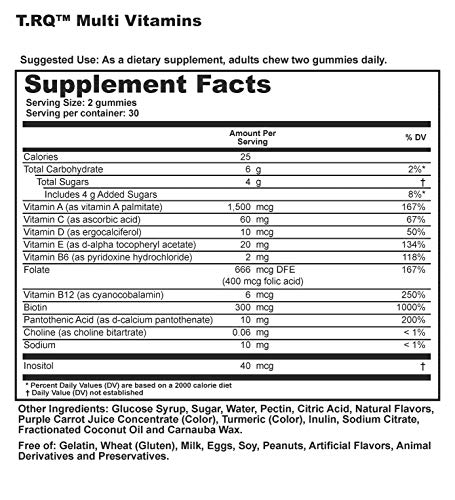 T.RQ Adult Multivitamins Gummy Supplement, Lemon/Orange/Cherry, 60 Count