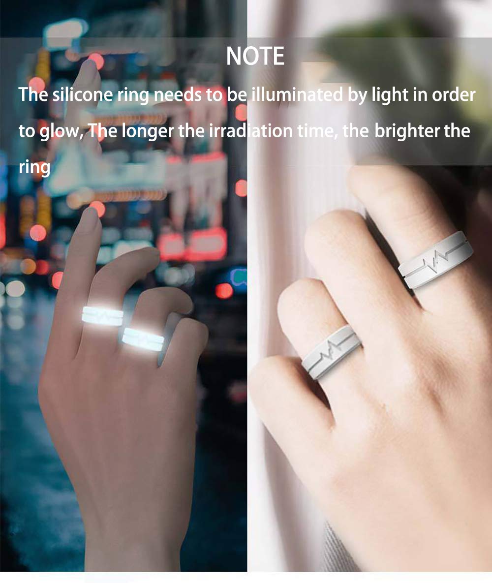 ZZ ZINFANDEL Glow in the Dark Silicone Ring Silicone Wedding Ring for Women Silicone Rubber Wedding Bands…