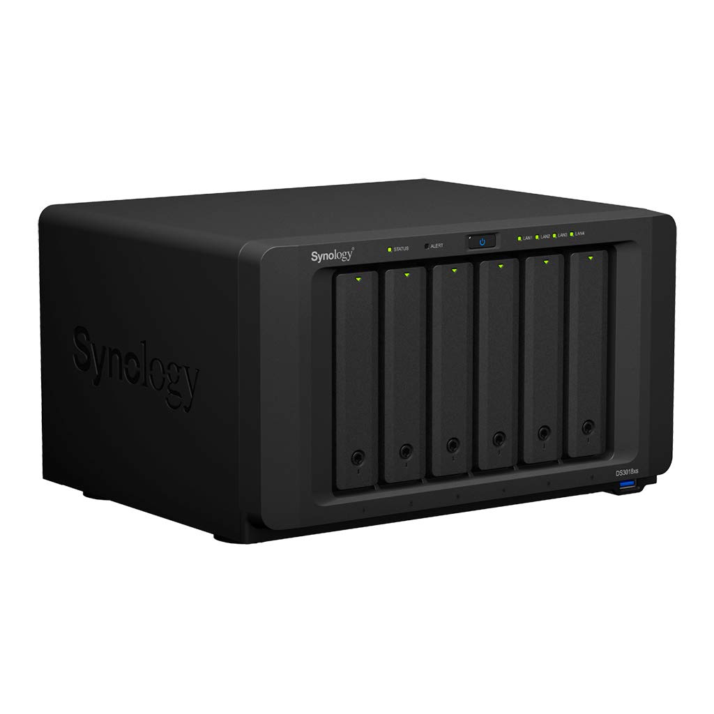 Synology DiskStation DS3018xs Tower NAS Server, Intel Pentium D1508 Dual-Core, 32GB DDR4, 4TB SSD, 40TB SATA HDD, DSM Software