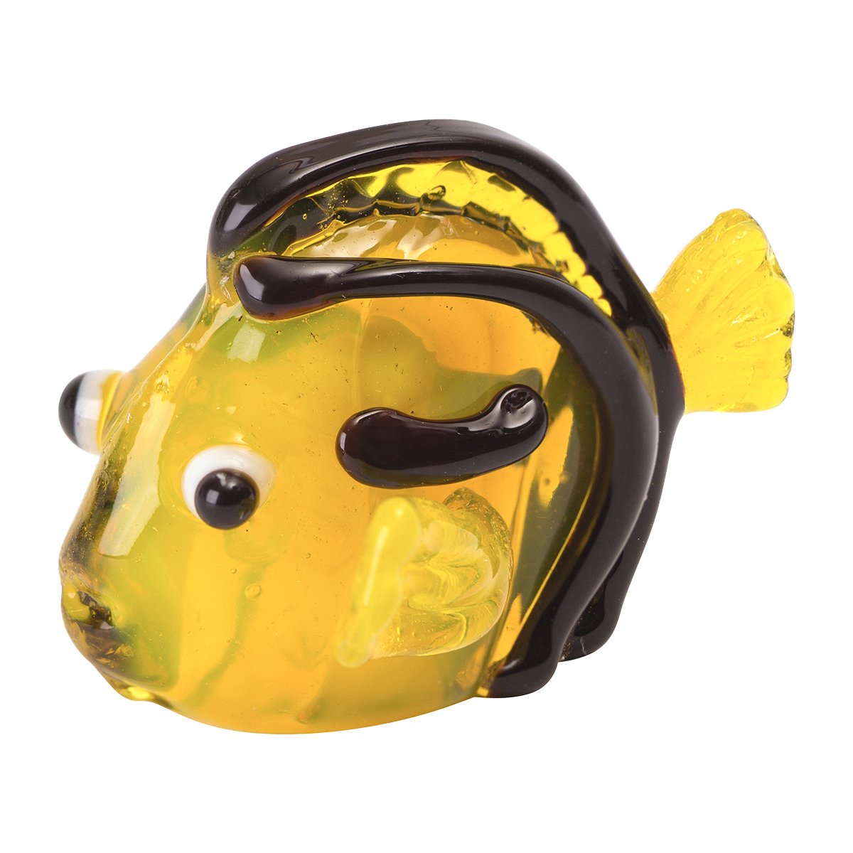 Tynies Handmade Glass Figurine with Collector's Frame - Dora Blue Hippo Tang Fish - Yellow1.9" x 1.6" x 1.2"