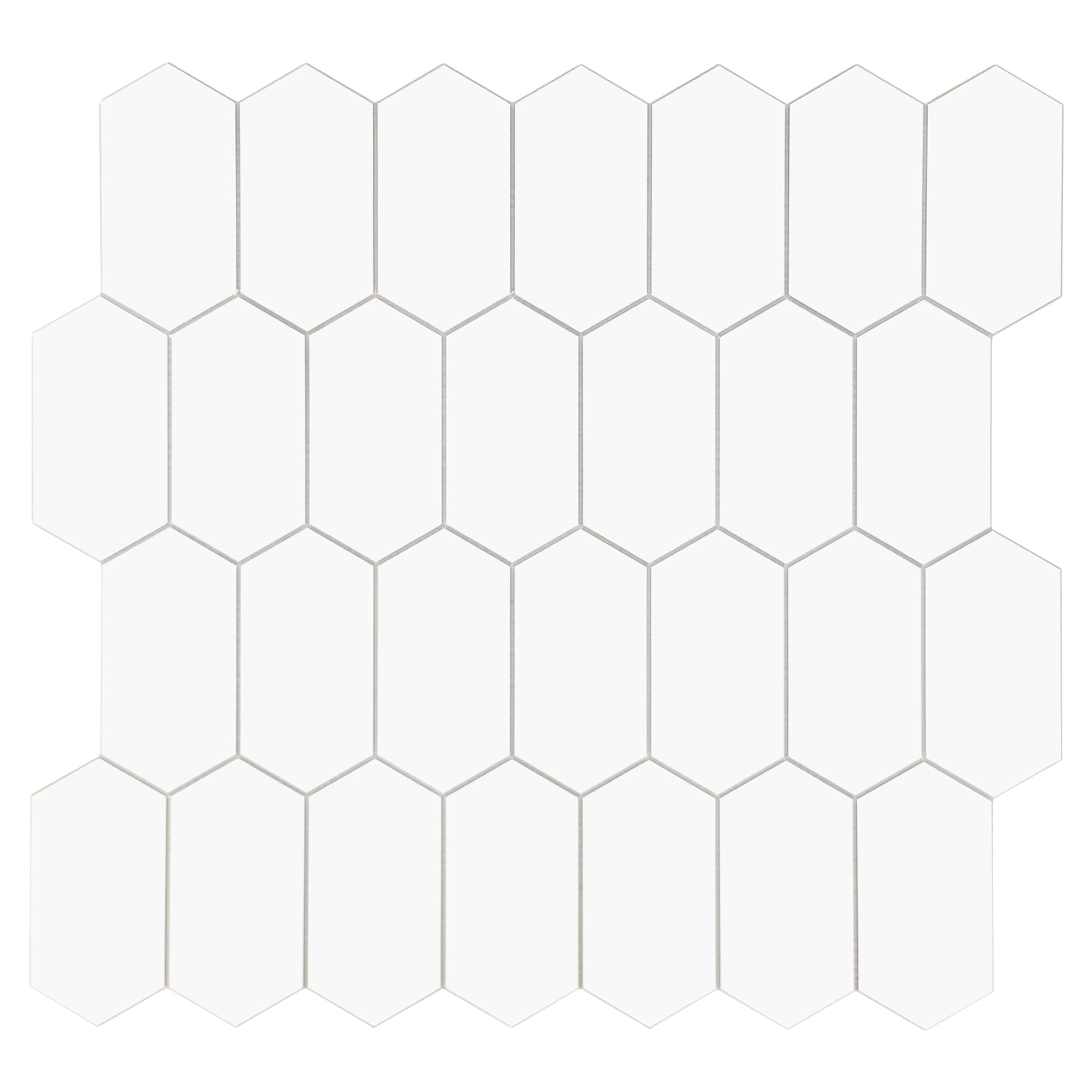 The Tiles Plaza Backsplash Tile for Kitchen Peel and Stick. Blue Long Hexagon Self Adhesive Wall Tile. Stone Composite Stick On Decorative Mosaic Tile for Bathroom, Fireplace, 1 Sheet, 0.9 Sq Ft.
